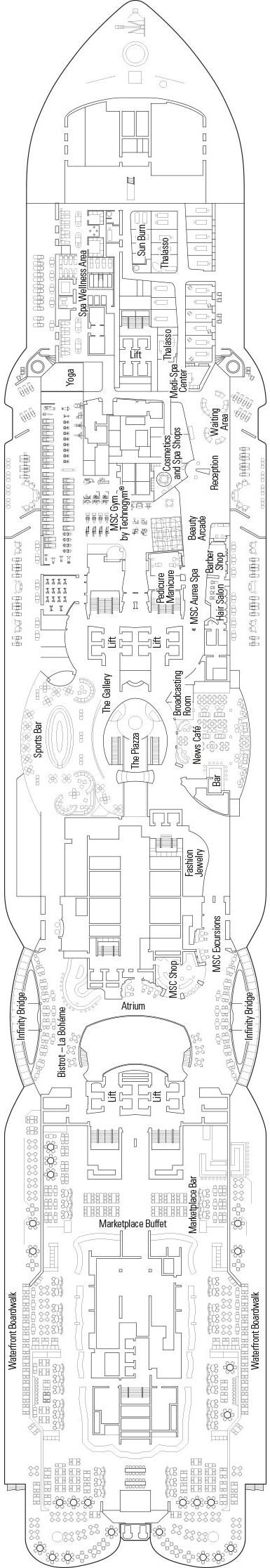 MSC Seaside – Plano del barco - Planet Cruise ES
