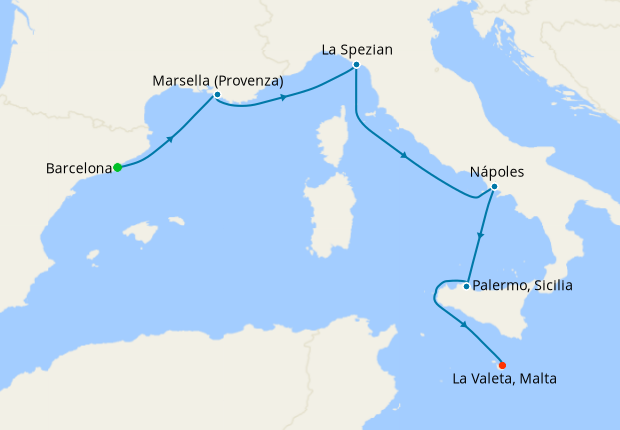 Barcelona a La Valeta, Malta, MSC Cruceros, 4th, July 2025 con ...