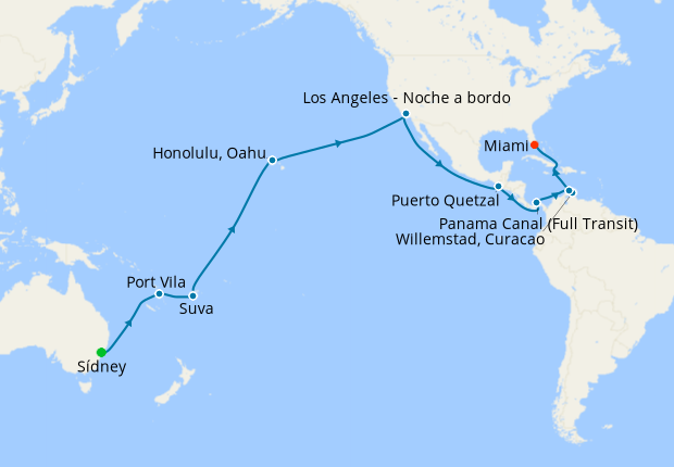 Sídney a Miami, Cunard, 17th, March 2026 con Planetcruise.com ES