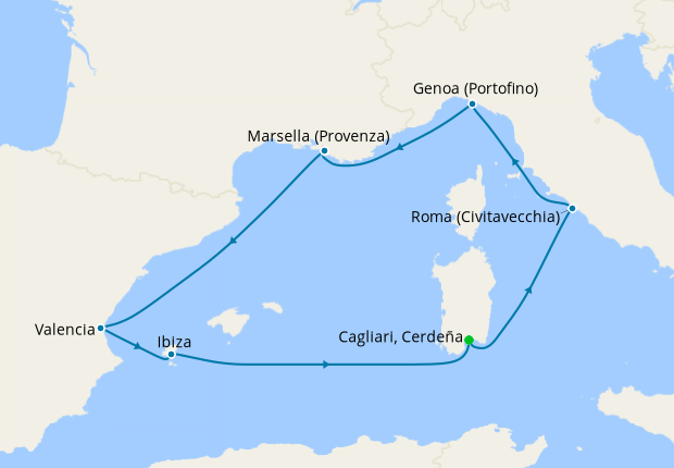 Mediterráneo desde Cagliari, Cerdeña, MSC Cruceros, 14th, June 2026 con ...