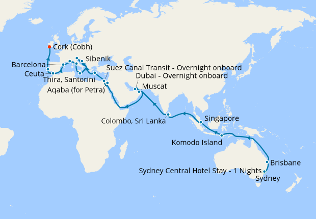 World Cruise Liner - Sydney to London (Dover), 9 May 2020 | 54 Nt | Sea ...