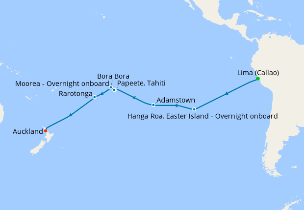 Lima to Auckland, 20 January 2021 | 23 Nt | Silver Whisper | 20 January ...