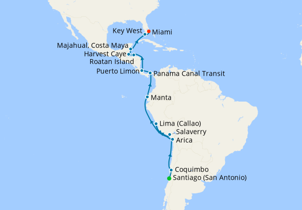 Callao, Canal & Costa Maya from Santiago, 18 December 2021 | 20 Nt ...