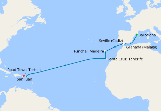 Atlantic Crossing from Barcelona to San Juan, 23 November 2020 | 14 Nt ...