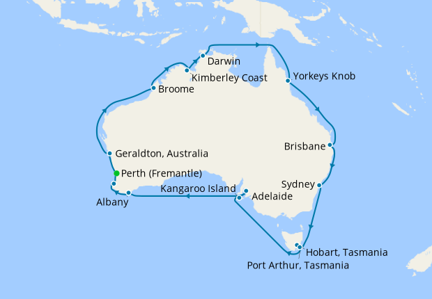 Australia Circumnavigation from Perth with Stay, 7 August 2020 | 32 Nt ...