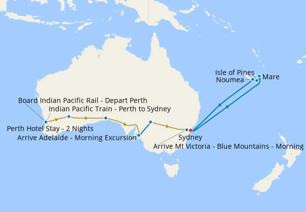 Indian Pacific Rail fr. Perth to Sydney + South Pacific Islands Voyage ...