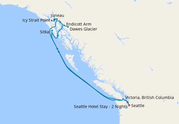 Alaska with Endicott Arm & Dawes Glacier from Seattle with Stay, 28 ...