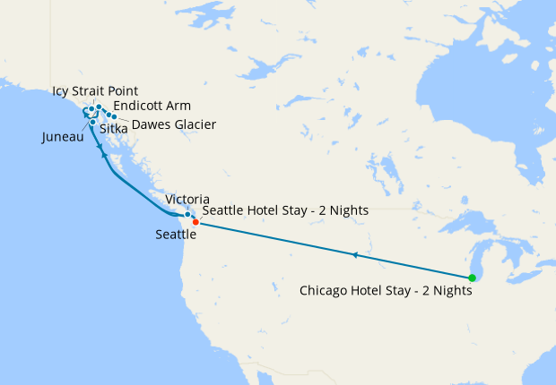 Chicago to Seattle by Rail with Alaska, Endicott Arm & Dawes Glacier ...