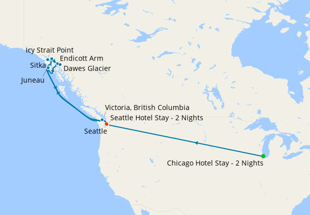 Chicago to Seattle by Rail with Alaska, Endicott Arm & Dawes Glacier ...