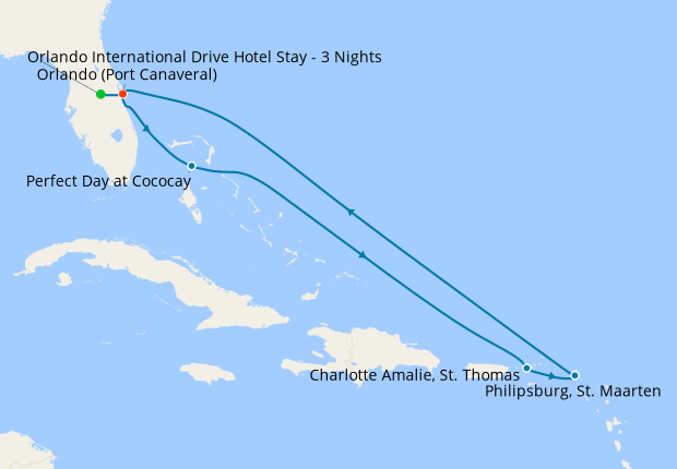 Eastern Caribbean & Perfect Day from Port Canaveral with Orlando Stay, 1 August 2024 | 11 Nt ...