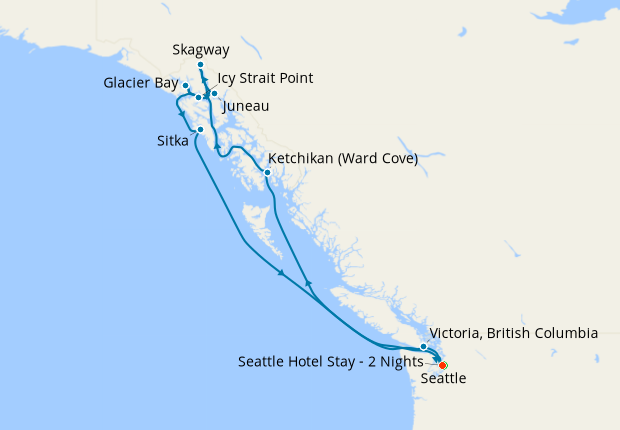 Alaska with Glacier Bay, Skagway & Juneau from Seattle with Stay ...