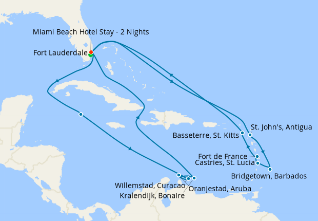 Ultimate Southern Caribbean, Aruba & Curacao with Miami Beach Stay, 6 ...