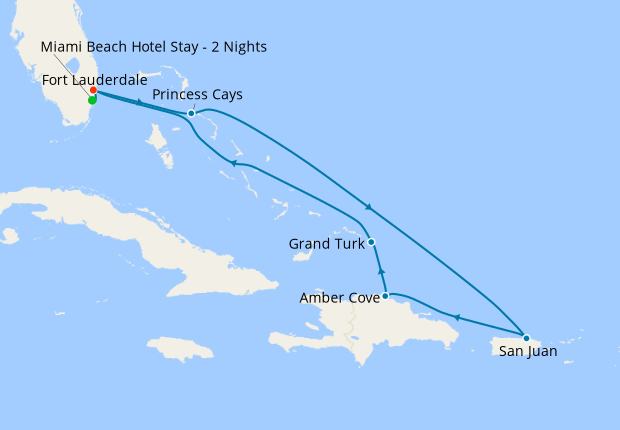 Eastern Caribbean with Puerto Rico from Ft. Lauderdale with Miami Beach ...