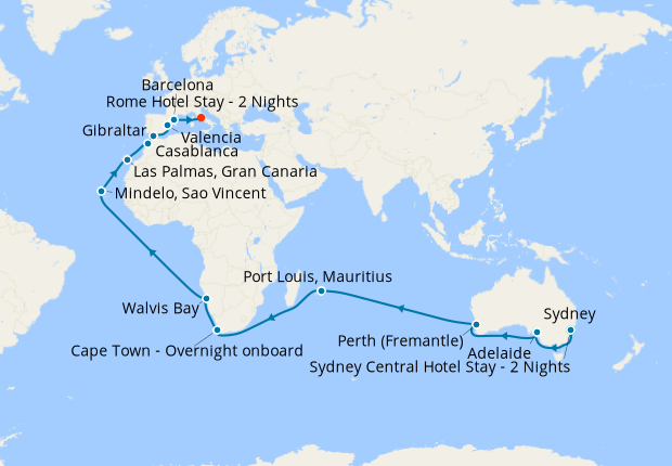 Sydney to Rome with Stays, Princess Cruises, 31st May 2025 – Planet Cruise