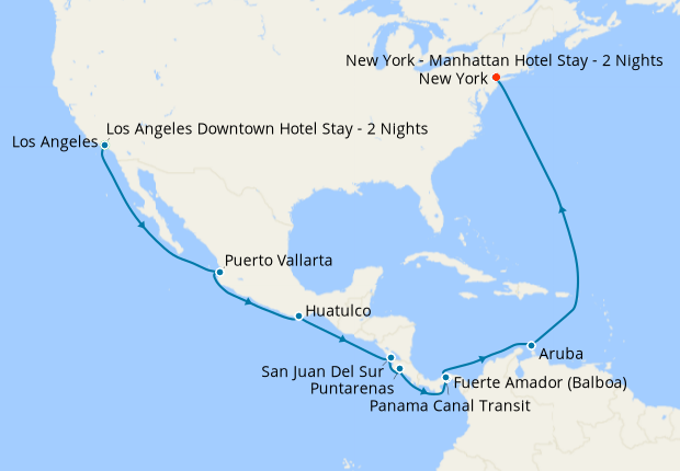 Transcanal from Los Angeles to New York with Stays, Princess Cruises ...