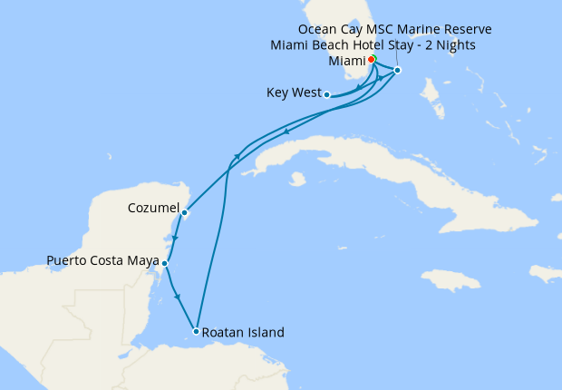 Western Caribbean & MSC Ocean Cay with Miami Beach Stay, MSC Cruises ...
