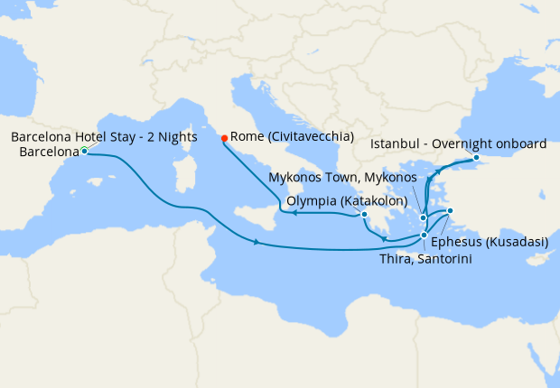 Greek Isles & Turkey from Barcelona with Stay, Celebrity Cruises, 21st ...