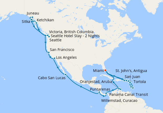 Alaska, Panama Canal and Caribbean from Seattle to Miami with Stay ...