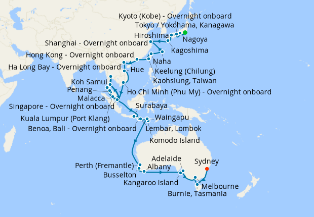 Grand Opulent Asia to Outback from Yokohama, Oceania Cruises, 7th ...