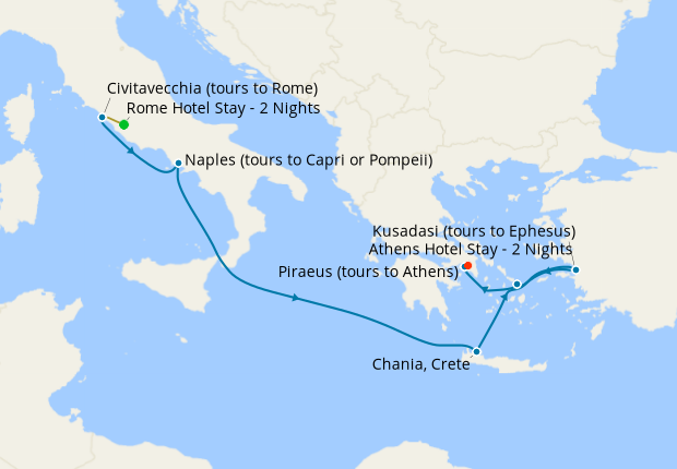 Mediterranean with Greek Isles & Turkey with Rome and Athens Stays ...