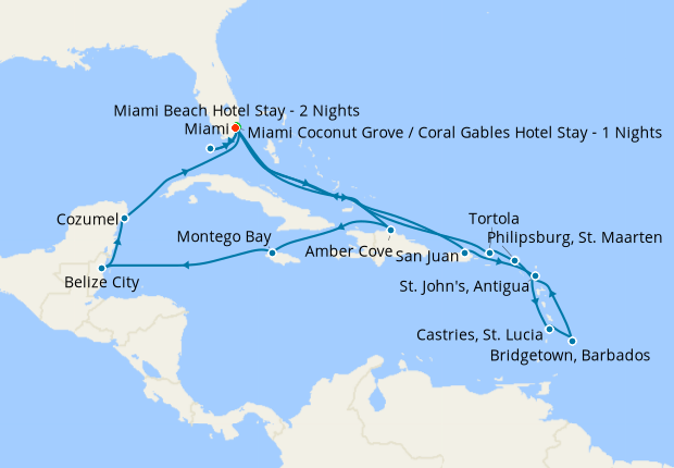 Ultimate Caribbean Explorer with Key West & Miami Beach Stays, Cunard ...