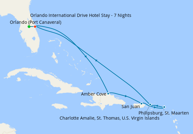 Eastern Caribbean from Orlando with 7nt Stay and Car Hire, Carnival ...