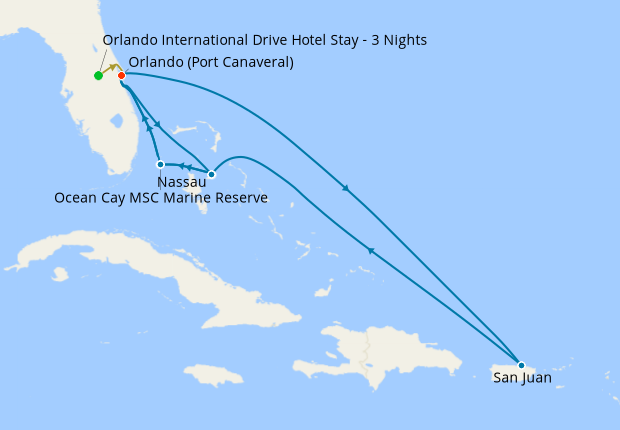 Caribbean and MSC Ocean Cay with Orlando Stay, MSC Cruises, 20th ...