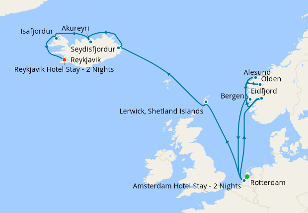Fjords of Norway & Iceland Collectors' Voyage with Amsterdam and Reykjavik Stays, Holland ...