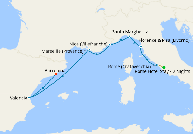 Italy, Spain & French Riviera from Rome with Stay, Royal Caribbean ...