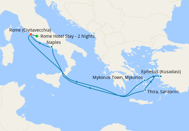 Greek Isles from Rome with Stay, Royal Caribbean, 24th July 2026 – Planet Cruise