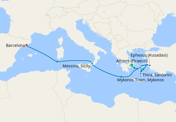 Greece, Italy and Turkey cruise from Piraeus (Athens) to Barcelona, 15 ...