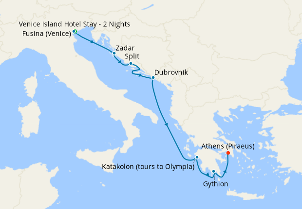 Adriatic Sea & Greek Isles from Fusina (Venice) with Stay, Silversea ...