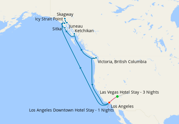 Las Vegas & Inside Passage with Glacier Bay National Park from Los ...