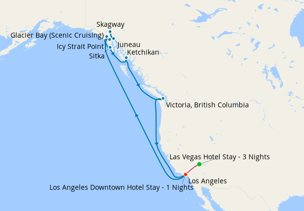 Las Vegas & Inside Passage with Glacier Bay National Park from Los ...