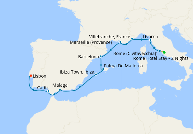 Western Mediterranean from Rome with Stay, 21 October 2027 | 11 Nt ...