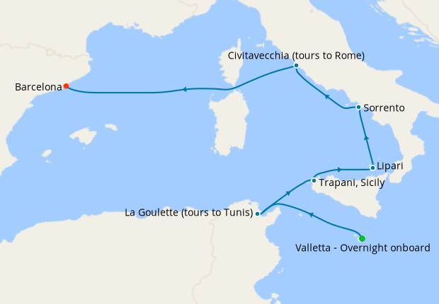 Sicily & The Amalfi Coast from Valletta to Barcelona, 18 May 2028 | 9 ...