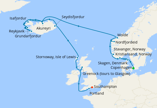 Viking Fjords & British Isles Explorer from Copenhagen, 10 July 2027 ...