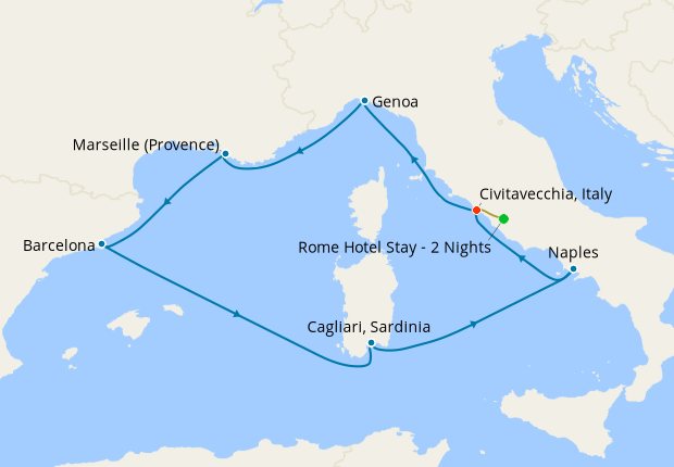 Italy, France & Spain from Civitavecchia with Rome Stay, 17 March 2026 ...