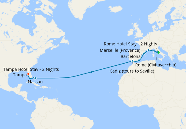 Transatlantic with Rome and Tampa Stays, 30 October 2026 | 20 Nt ...