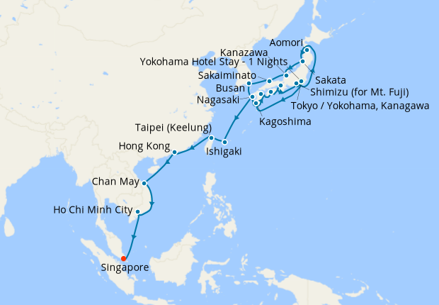 Circle Japan Fall Foliage & Southeast Asia from Yokohama with 1nt Stay ...