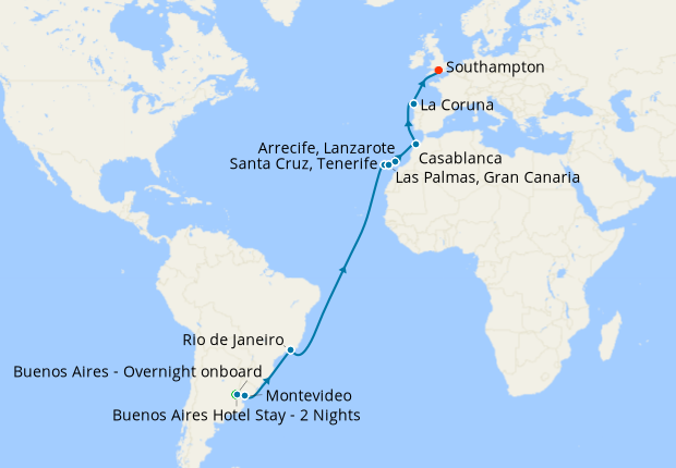 South American Passage from Buenos Aires to Southampton with Stay, 7 ...