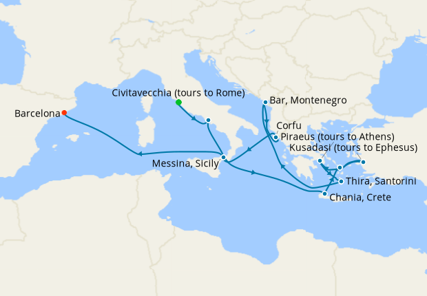 Mediterranean with Greek Isles, Italy & Turkey from Rome, Princess ...