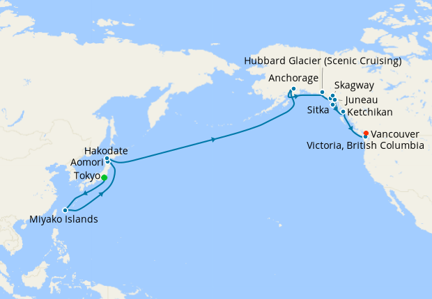 Tokyo, Japan & Alaska to Vancouver with Stays, Princess Cruises, 16th ...