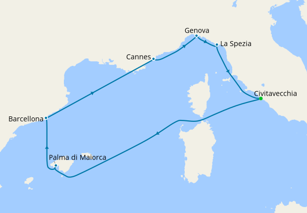 Mediterraneo da Civitavecchia, MSC Crociere, 2nd, July 2025 con Planet Cruise IT